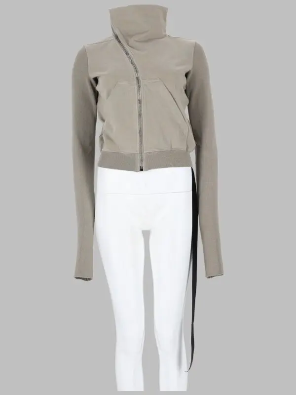Rick Owens Asymmetrical Zip High-neck Cropped Jacket