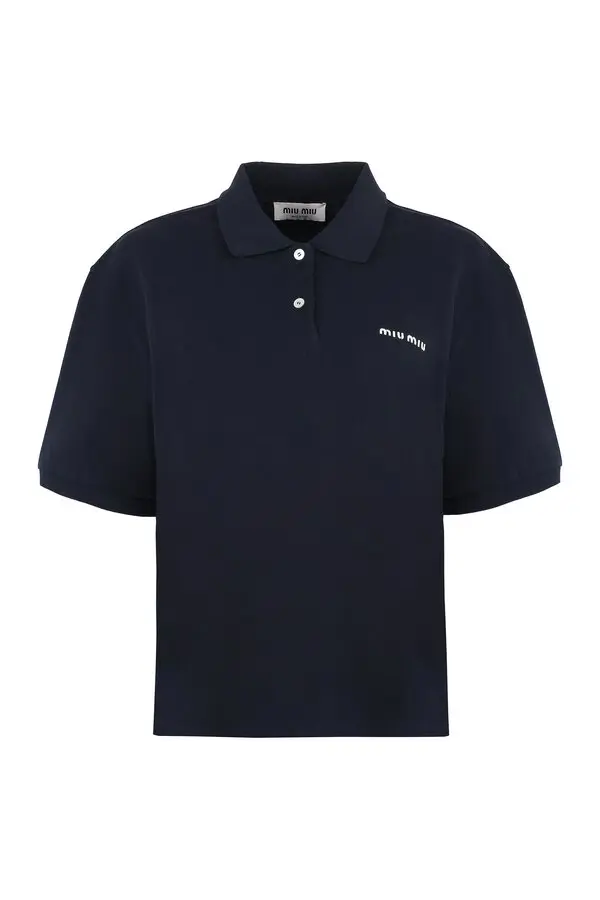 Miu Miu Cotton Piquet Polo Shirt - Blue