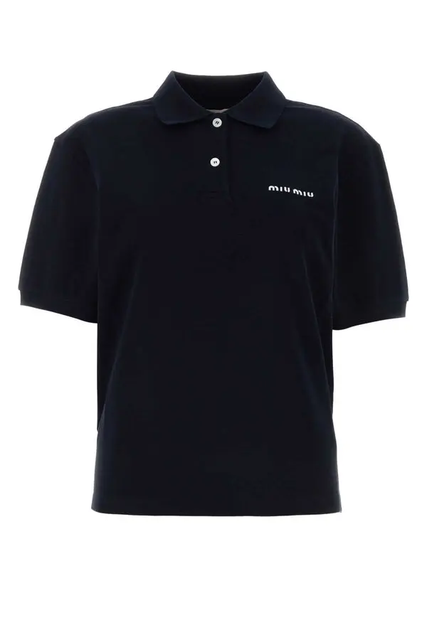 Miu Miu Cotton Piquet Polo Shirt - Blue