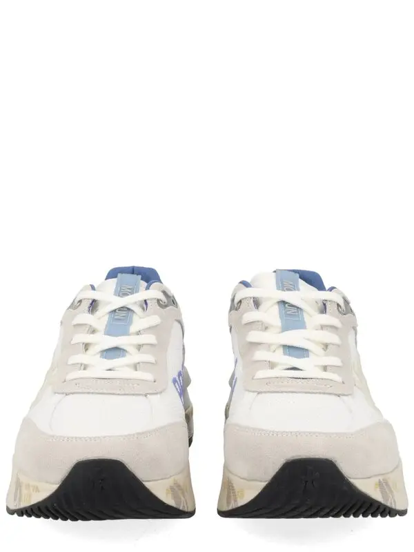 Premiata Low-top Athletic Sneakers With Suede And Mesh Upper - White
