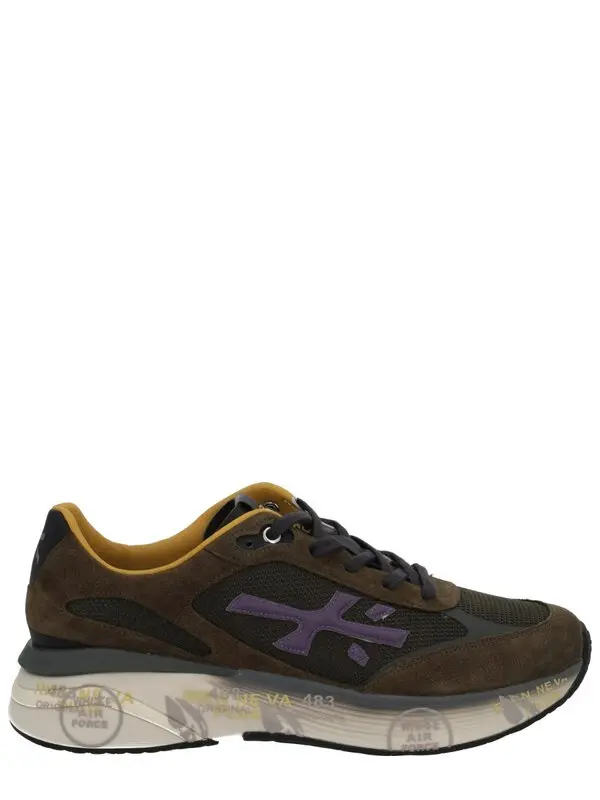 Premiata Moerun Runner Sneakers With Calf Leather Mix