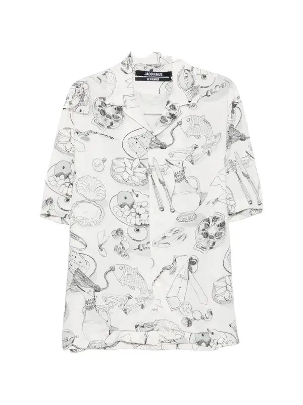 Jacquemus Printed Cotton Shirt - White