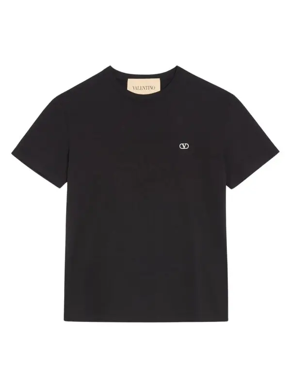 Valentino Garavani Cotton T-shirt With Vlogo Embroidery - Black