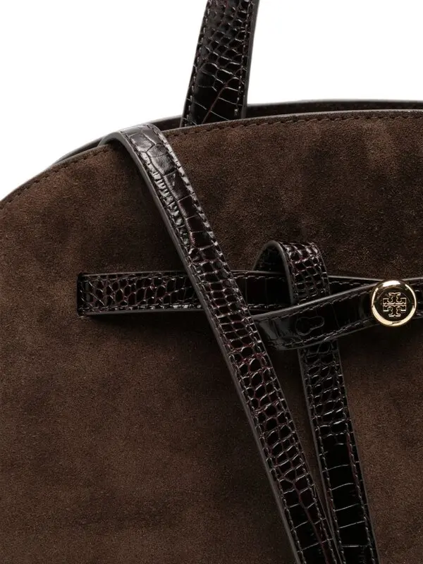 Tory Burch Romy Suede Leather Boston Bag - Brown