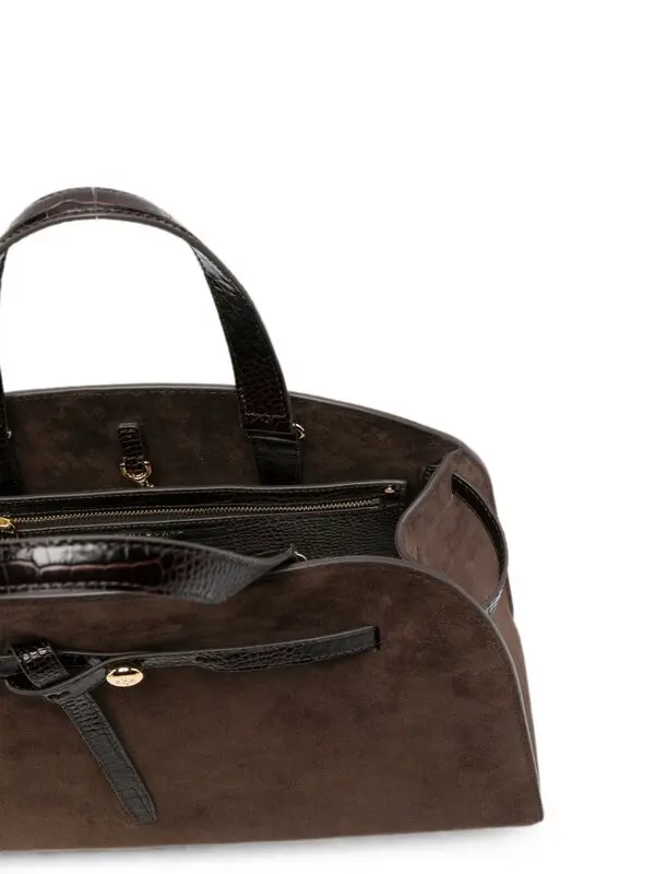 Tory Burch Romy Suede Leather Boston Bag - Brown