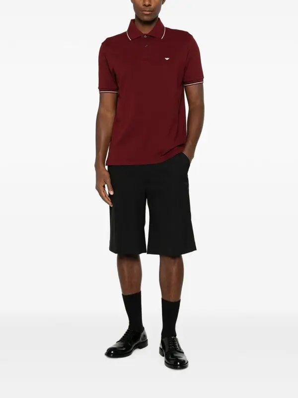 Emporio Armani Logo Cotton Polo Shirt - Red