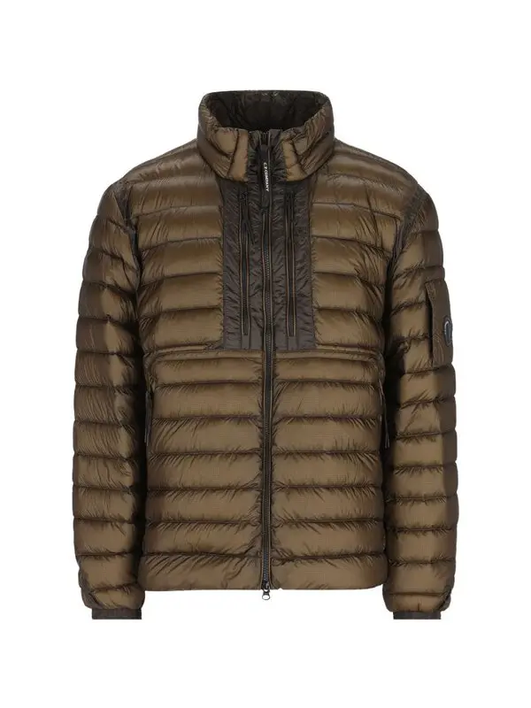 C.P. COMPANY Short Down Jacket With Stand Collar - Green