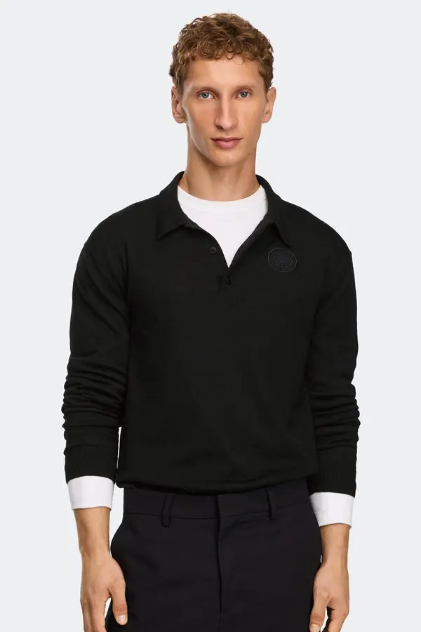 Canada Goose Petitot Knit Long Sleeve Polo - Black
