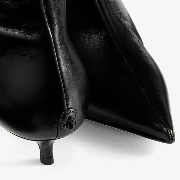 JIMMY CHOO Amis Knee-high Boots In Shiny Biker Leather - Black