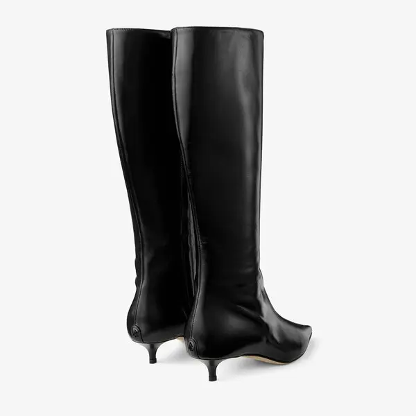 JIMMY CHOO Amis Knee-high Boots In Shiny Biker Leather - Black