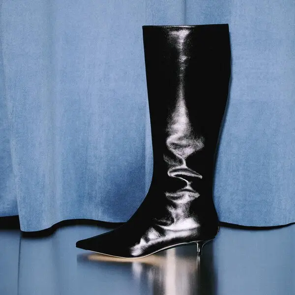 JIMMY CHOO Amis Knee-high Boots In Shiny Biker Leather