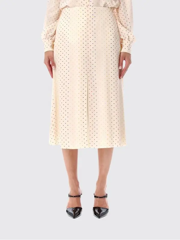 Valentino Garavani Vlogo Signature Print Silk Midi Pencil Skirt - Ivory