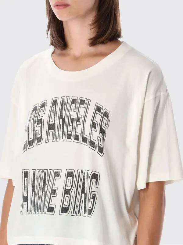 ANINE BING Printed Logo Cotton T-shirt With Dropped Shoulders
