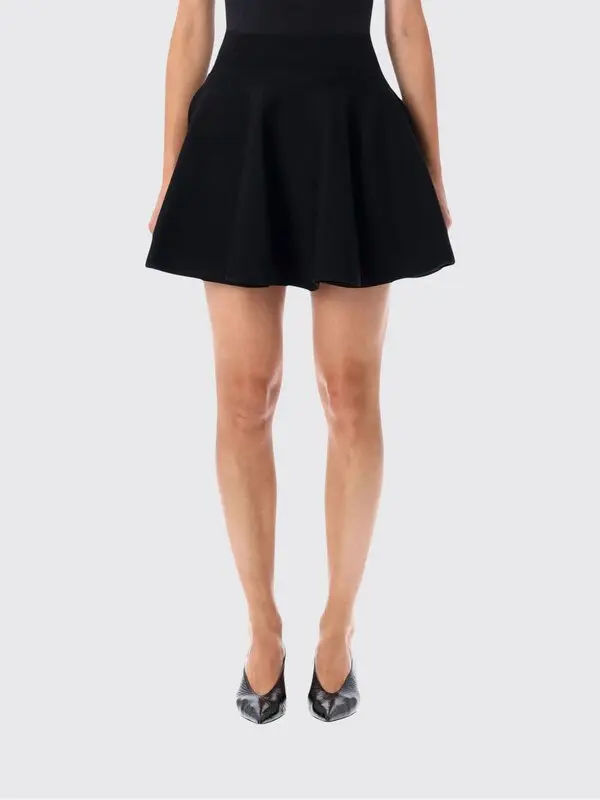 AMI Paris High-waisted A-line Mini Skirt With Embroidered Monogram - Black