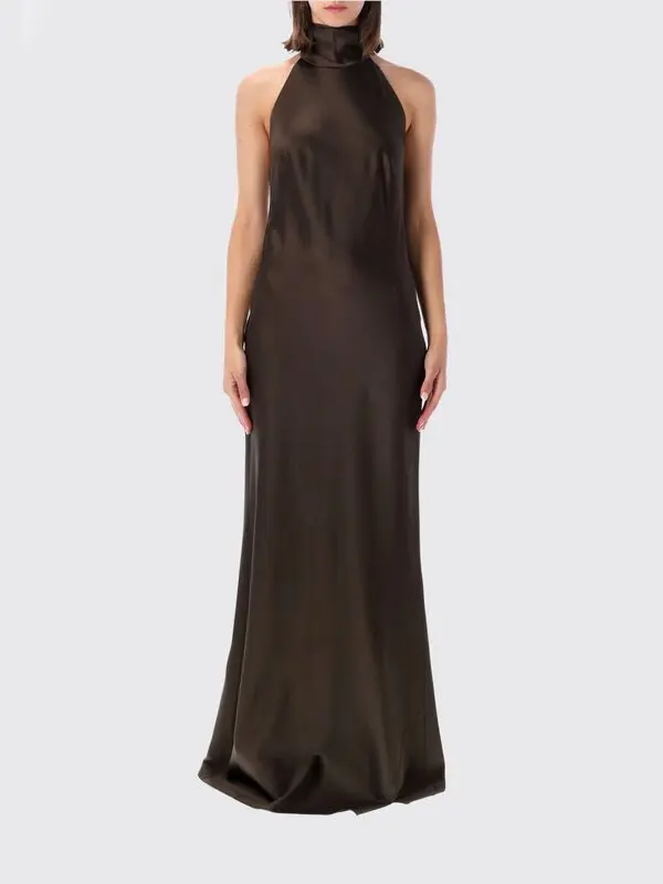 Ralph Lauren Halterneck High-neck Satin Long Evening Gown