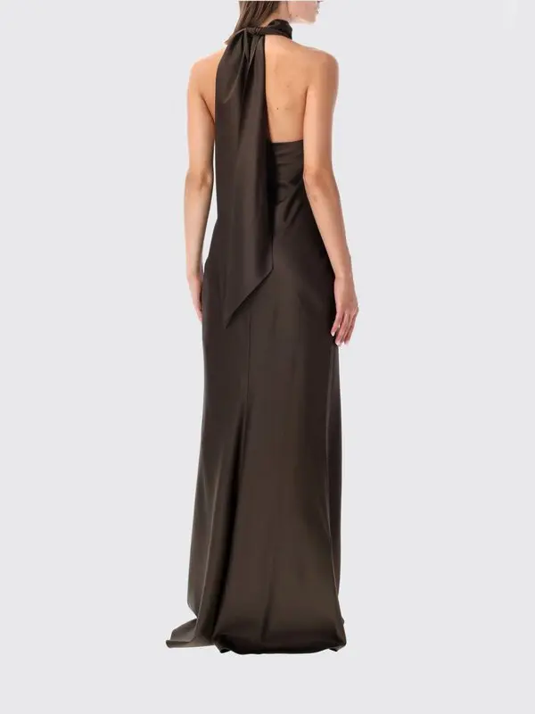 Ralph Lauren Halterneck High-neck Satin Long Evening Gown