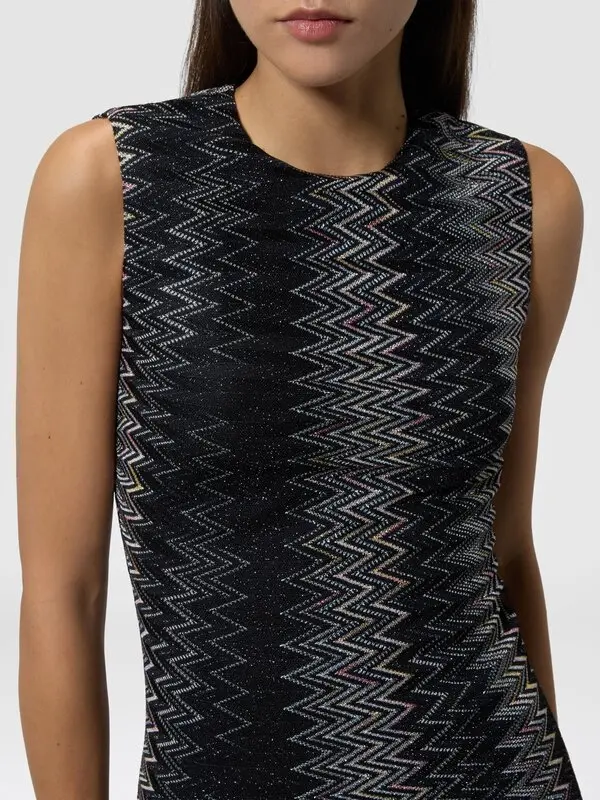 Missoni Flared Midi Dress In Viscose Lamé Chevron