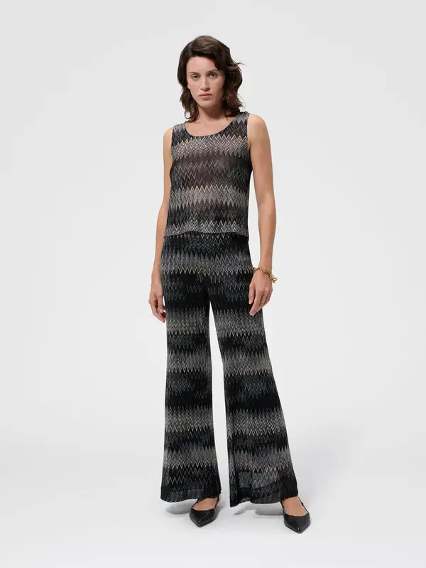 Missoni Viscose Lamé Chevron Palazzo Trousers