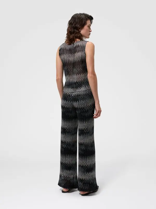 Missoni Viscose Lamé Chevron Palazzo Trousers