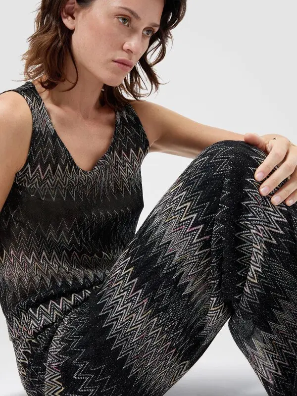 Missoni Viscose Lamé Chevron Palazzo Trousers