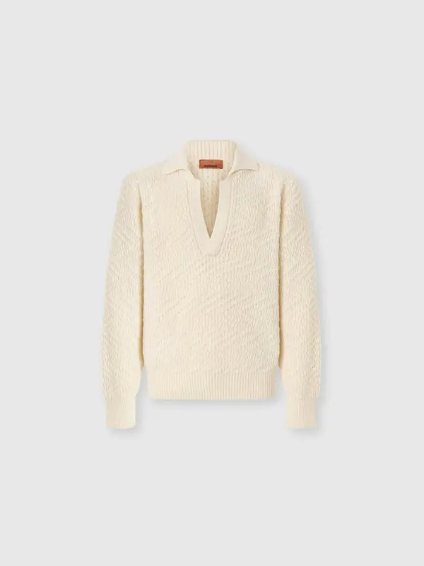 Missoni Long-sleeve Wool And Viscose Zig Zag Knit Polo Shirt