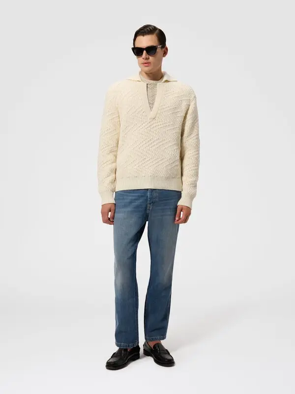 Missoni Long-sleeve Wool And Viscose Zig Zag Knit Polo Shirt
