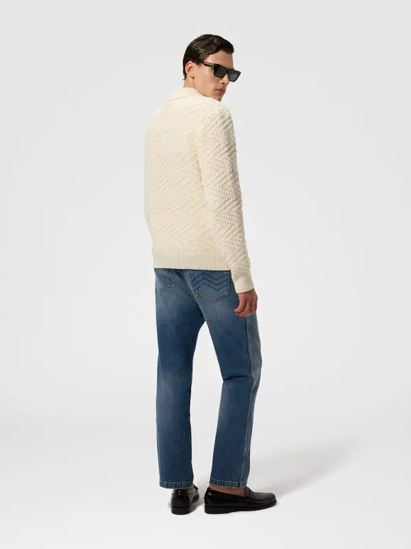 Missoni Long-sleeve Wool And Viscose Zig Zag Knit Polo Shirt
