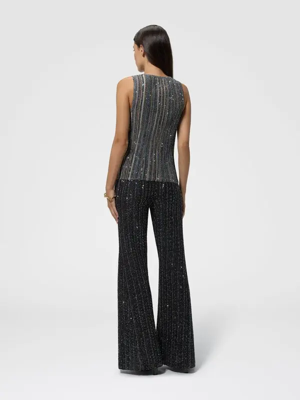 Missoni Sleeveless V-neck Sequined Ribbed Top