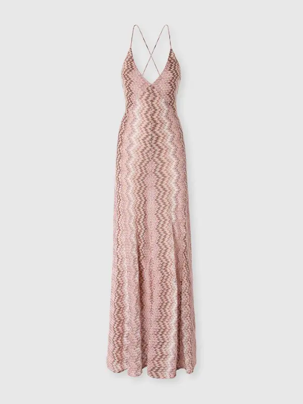 Missoni Long Viscose Dress With Snake Motif - Pink,multicoloured