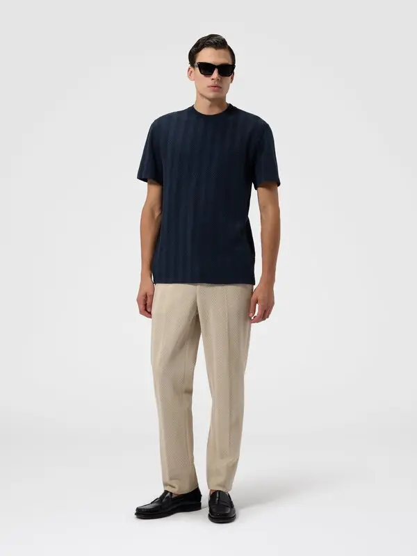 Missoni Tone-on-tone Chevron Cotton And Viscose Crewneck T-shirt - Blue