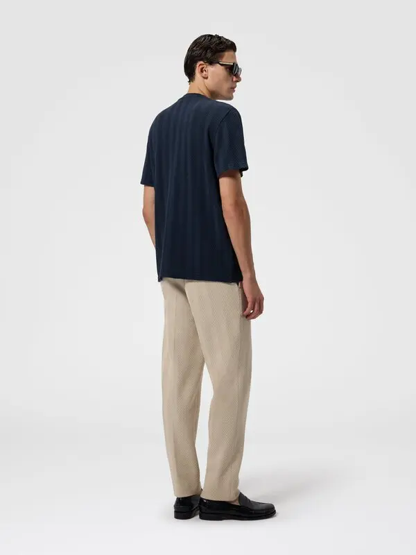 Missoni Tone-on-tone Chevron Cotton And Viscose Crewneck T-shirt - Blue