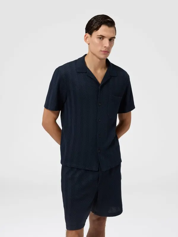 Missoni Tone-on-tone Chevron Cotton And Viscose Bowling Shirt