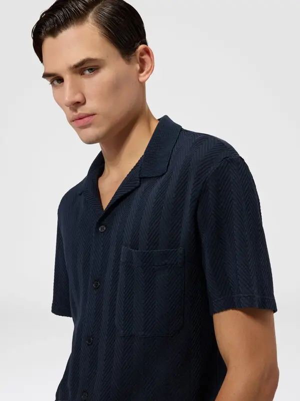 Missoni Tone-on-tone Chevron Cotton And Viscose Bowling Shirt