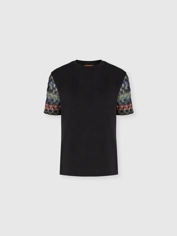 Missoni Cotton Crewneck T-shirt With Chevron Details - Multicoloured