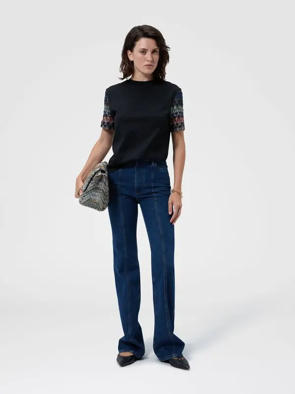 Missoni Cotton Crewneck T-shirt With Chevron Details
