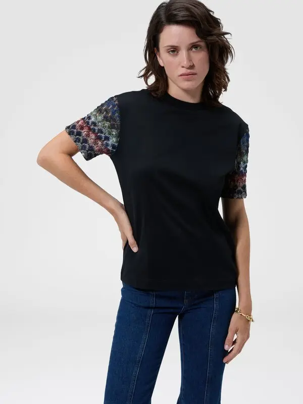 Missoni Cotton Crewneck T-shirt With Chevron Details