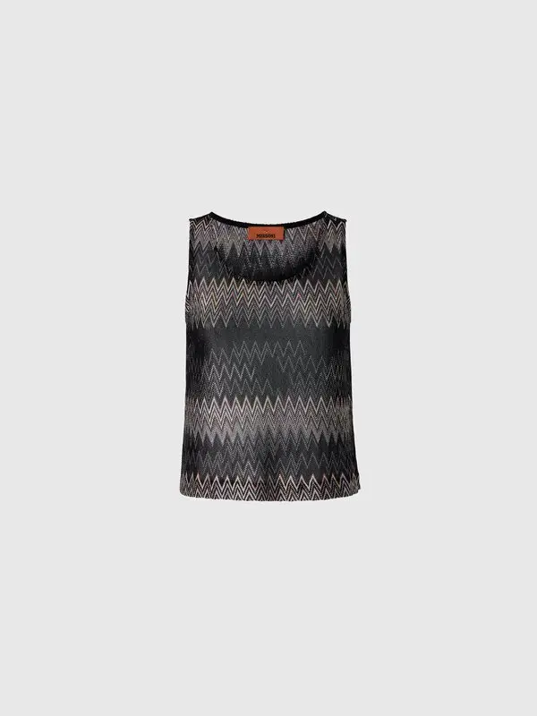 Missoni Sleeveless Viscose Lamé Chevron Top