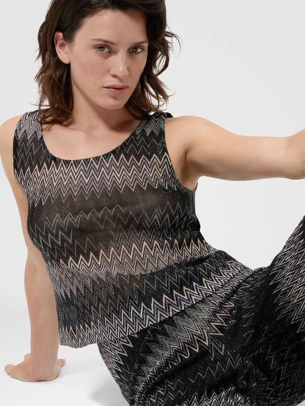 Missoni Sleeveless Viscose Lamé Chevron Top