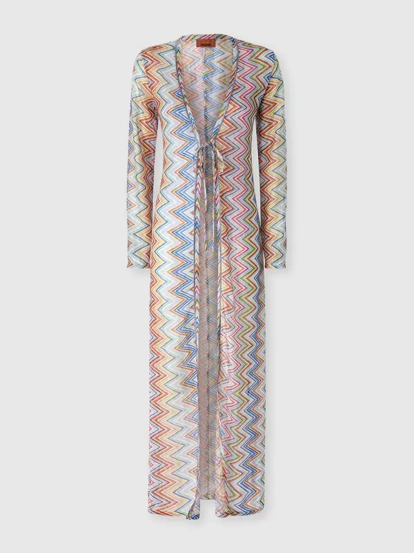 Missoni Long Zig Zag Fabric Cover-up Cardigan