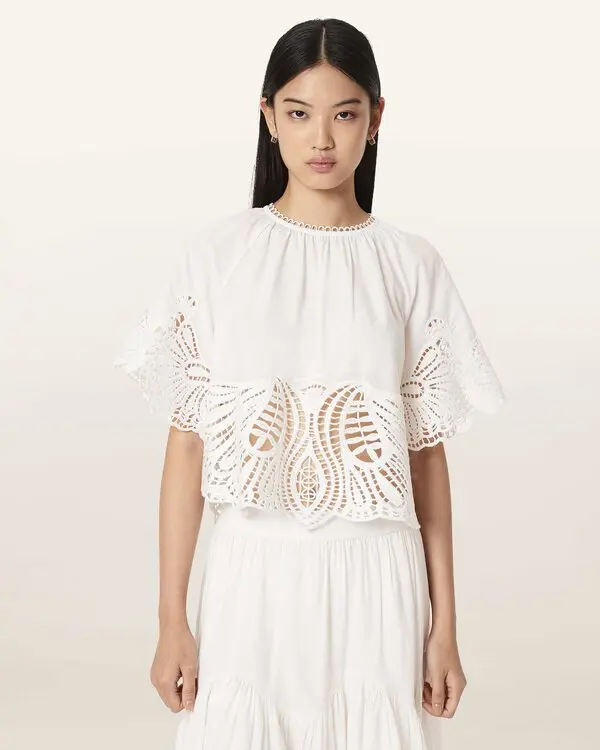 ALLSAINTS Femi Relaxed Fit Broderie Top