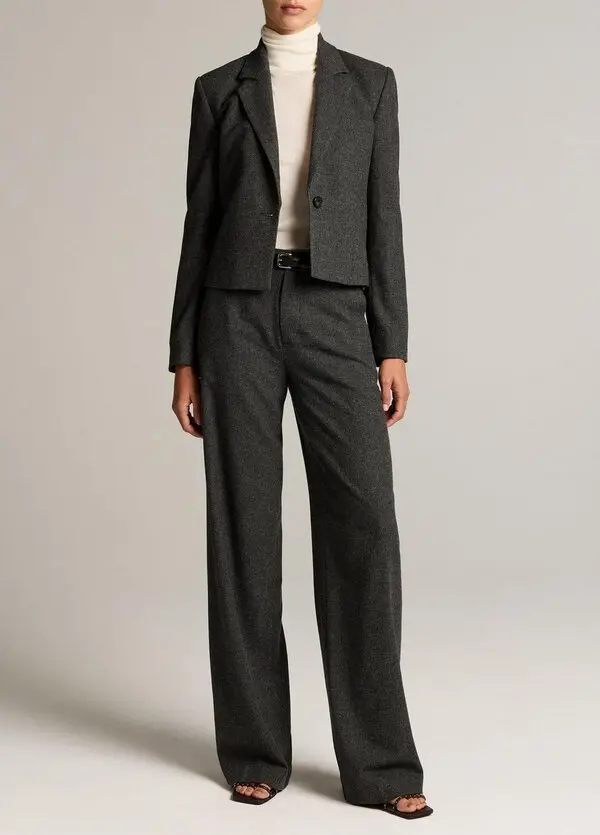 Vince Micro-houndstooth Italian Wool-blend Flannel Wide-leg Trousers