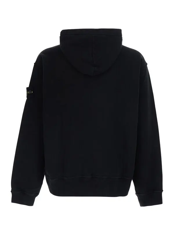 Stone Island Hoodie With Logo Patch - Black