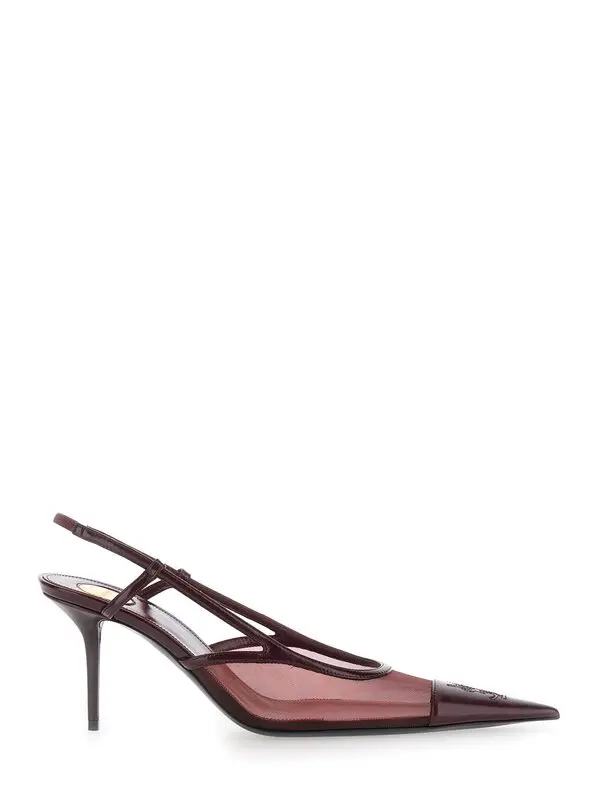 Saint Laurent Renee' Bordeaux Pointed Pumps With Elastic Strap In Leather For - Multicolor