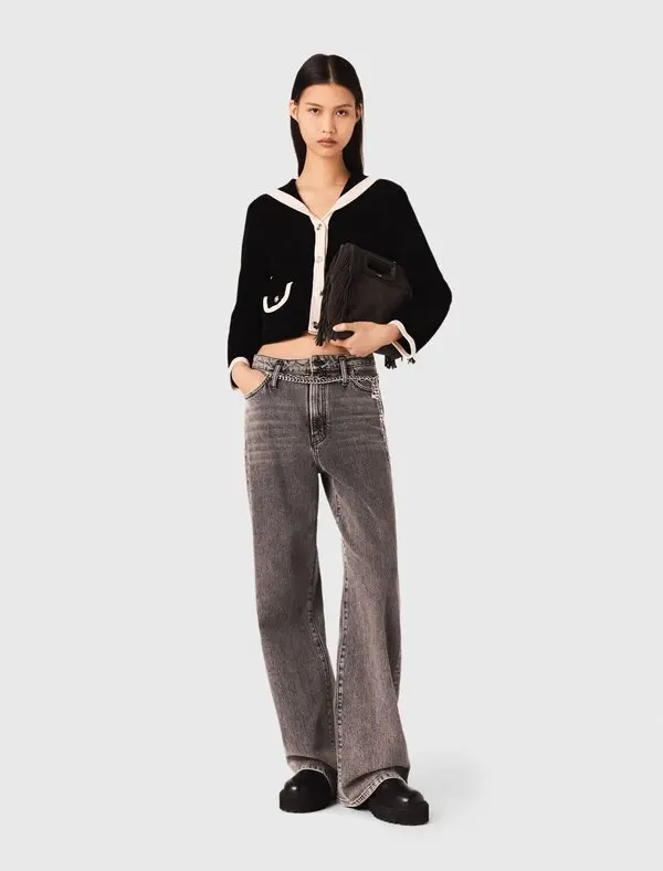 Maje Velvet-effect Cardigan - Black