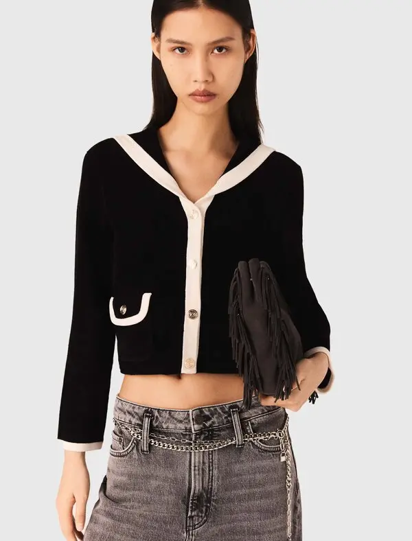 Maje Velvet-effect Cardigan