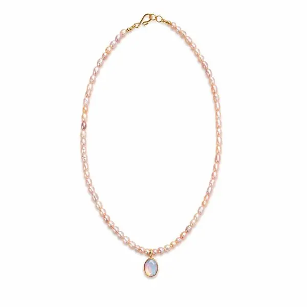 ORIGIN OF HEARTS Liora Necklace Freshwater Pearl And Opalite Pendant - Yellow