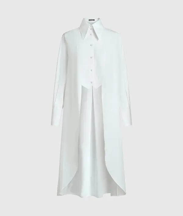 Karl Lagerfeld Kl Studio Layered Long Shirt In Organic Cotton