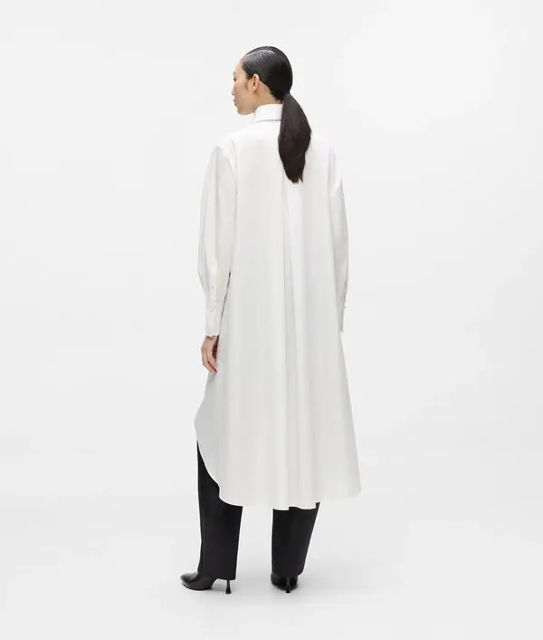 Karl Lagerfeld Kl Studio Layered Long Shirt In Organic Cotton - White