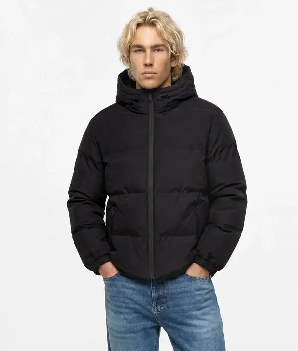 KL JEANS Jeans Quilted Logo Puffer Jacket - Black