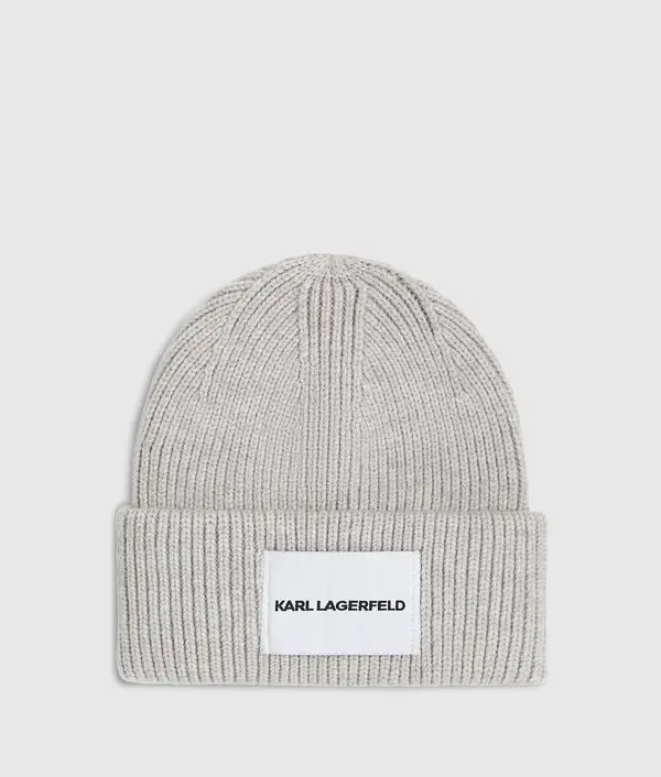 Karl Lagerfeld Ribbed Logo Beanie